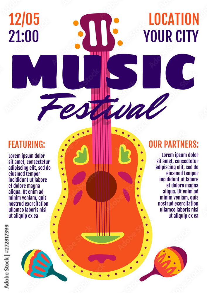 Music festival show poster or invitation flyer design template ...