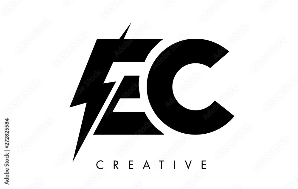 EC Letter Logo Design With Lighting Thunder Bolt. Electric Bolt Letter ...