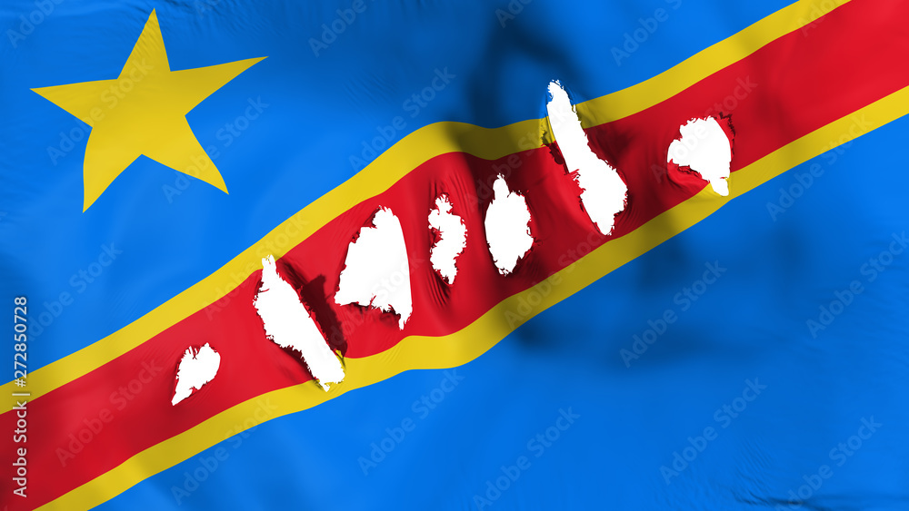 Democratic Republic of Congo Kinshasa flag perforated, bullet holes ...