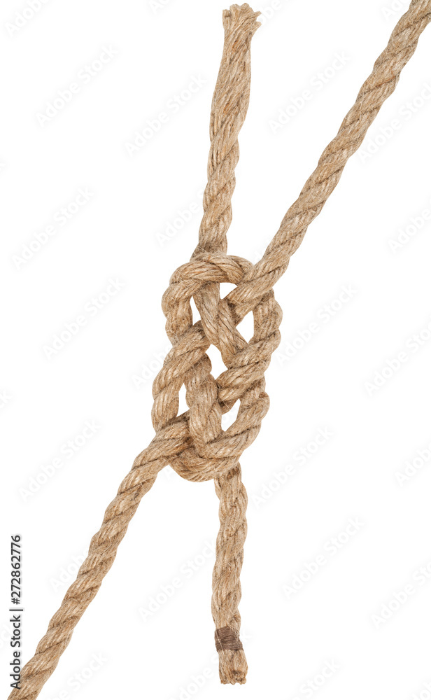 carrick bend knot joining two ropes isolated Stock Photo | Adobe Stock