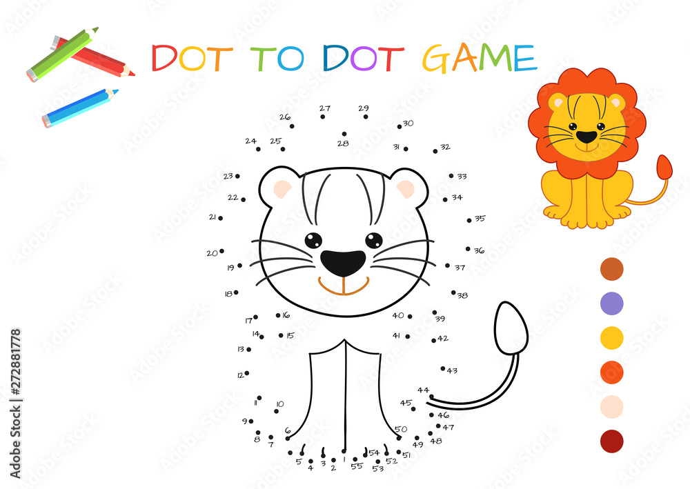 Funny little lion cub. Copy the picture. Coloring book. Educational ...