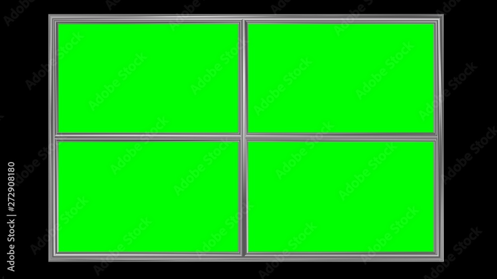 Aluminum window frame. Green screen . 3d rendering Stock Illustration ...