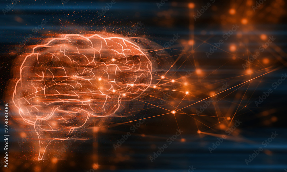 futuristic ai brain abstract digital technology internet network ...