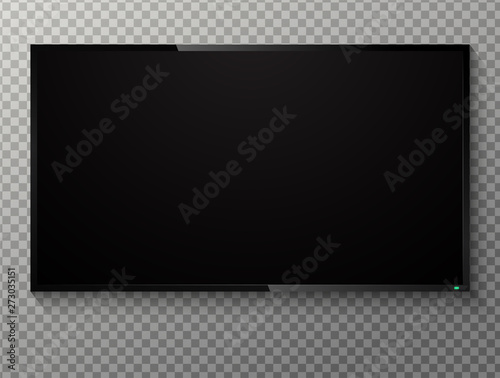Realistic blank black screen TV On a transparent background. Stock ...