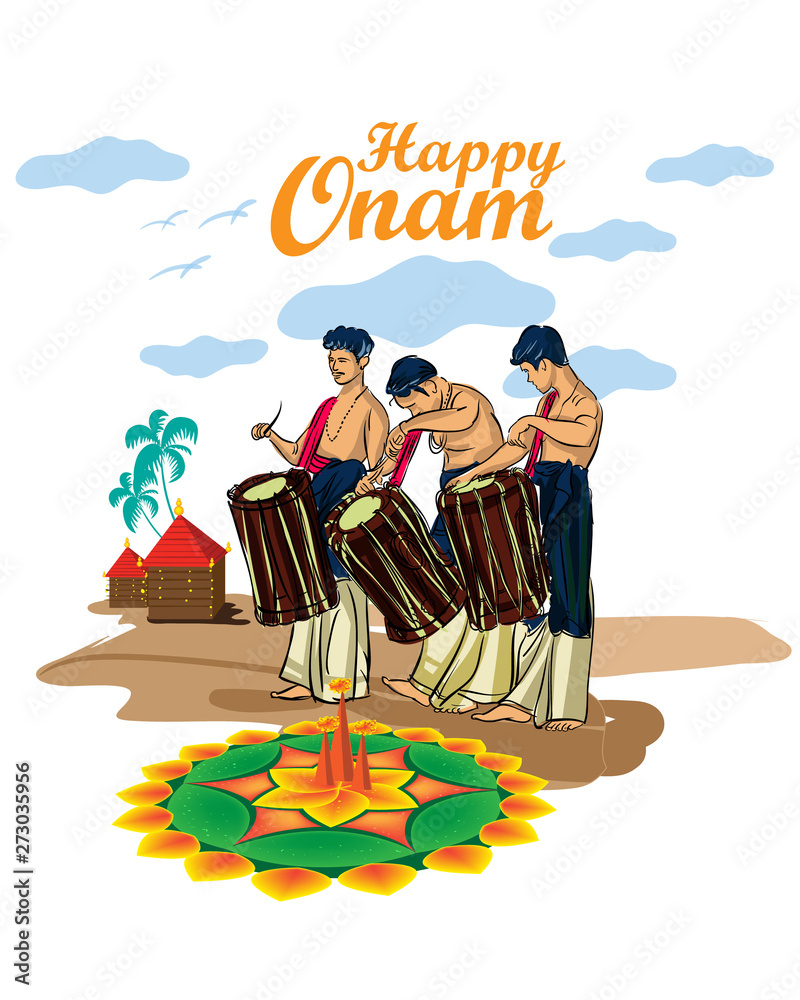 happy onam kerala festival vector illustration Stock Vector | Adobe Stock