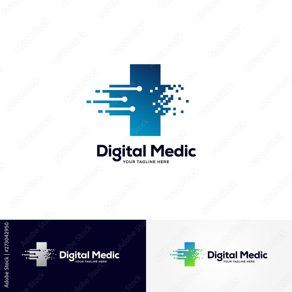 digital medic logo designs template, healthcare logo designs Stock ...