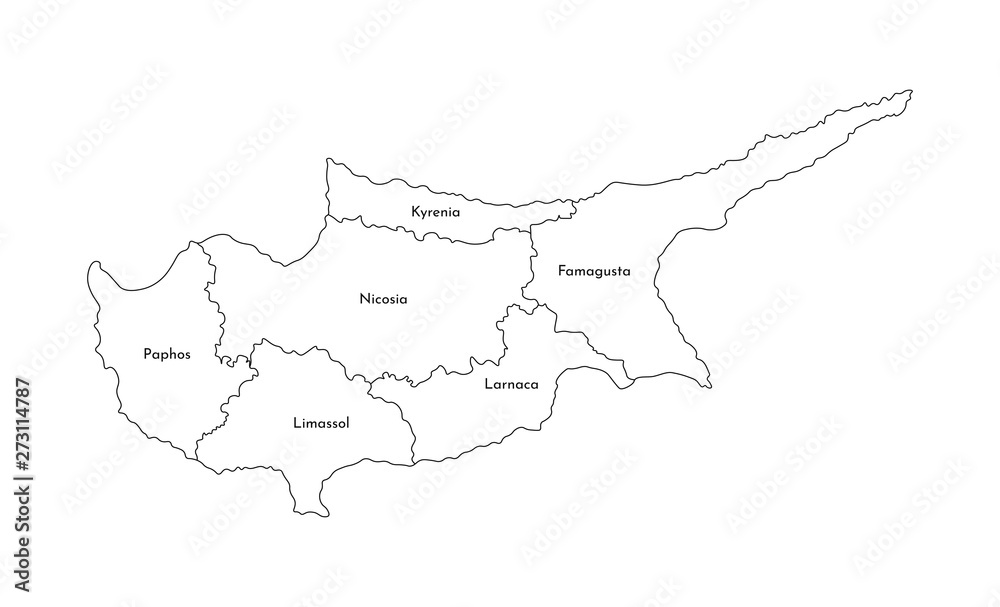 Vector isolated illustration of simplified administrative map of Cyprus ...