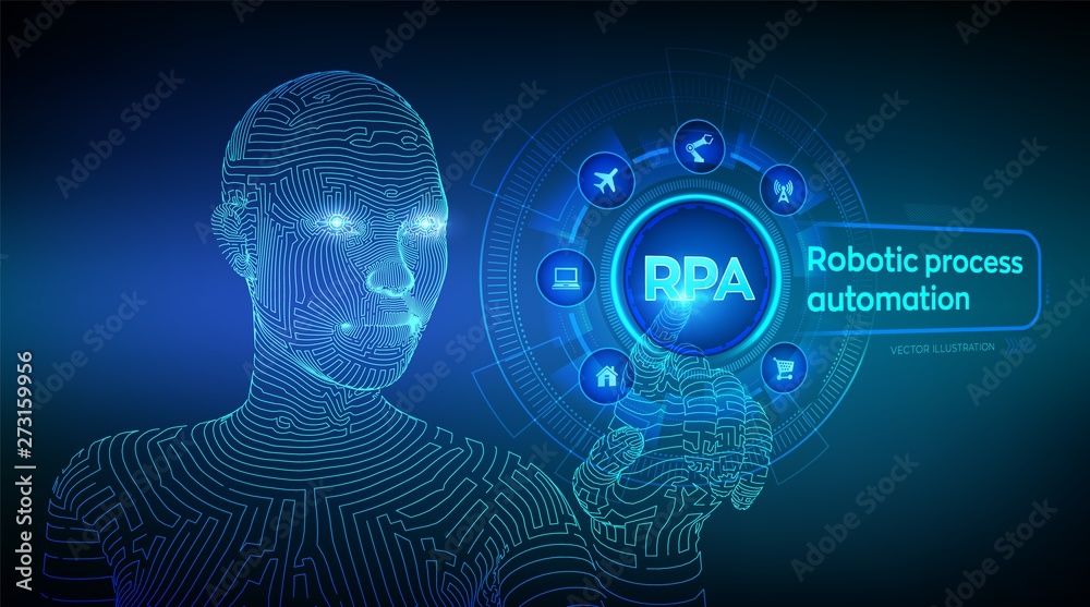 RPA Robotic process automation innovation technology concept on virtual ...