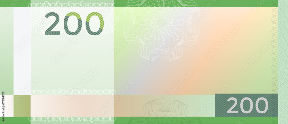 Voucher template banknote 200 with guilloche pattern watermarks and ...