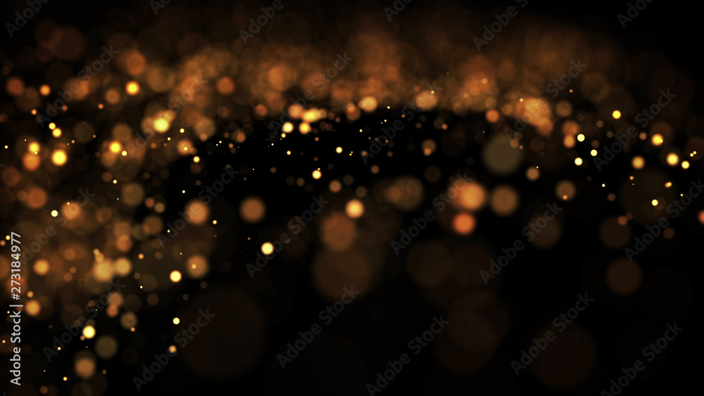 gold particles glisten in the air, gold sparkles in a viscous fluid ...