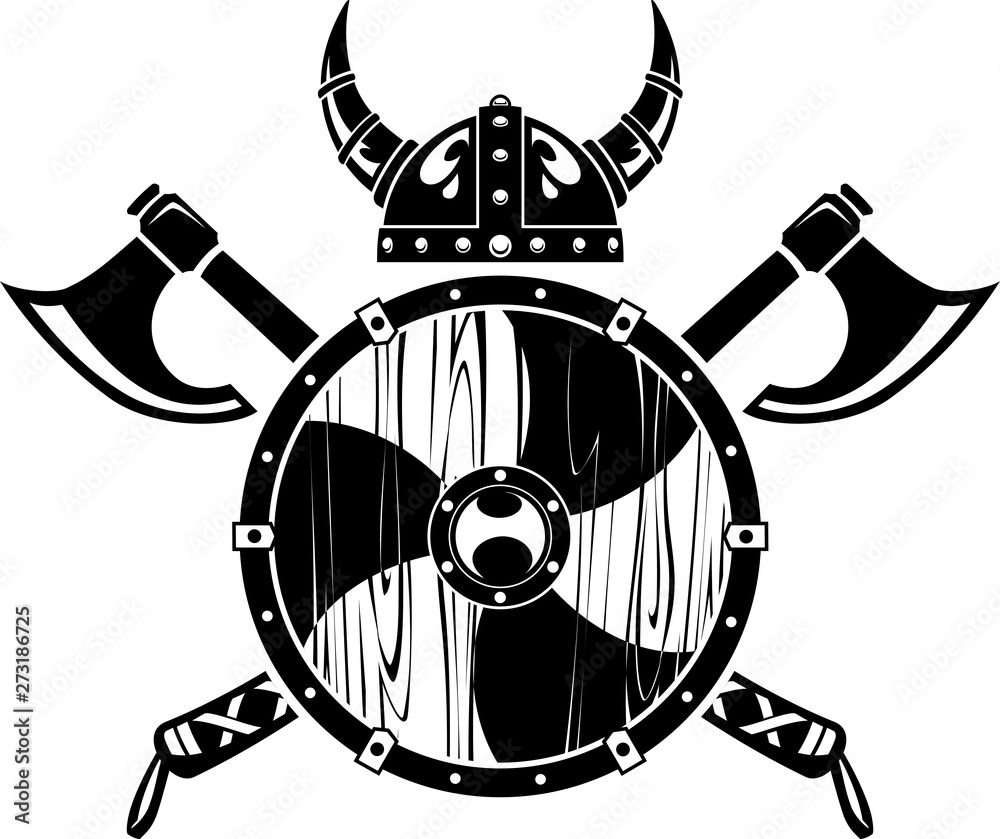 Viking Shield and Axe, Isolated Vector Stock Vector | Adobe Stock