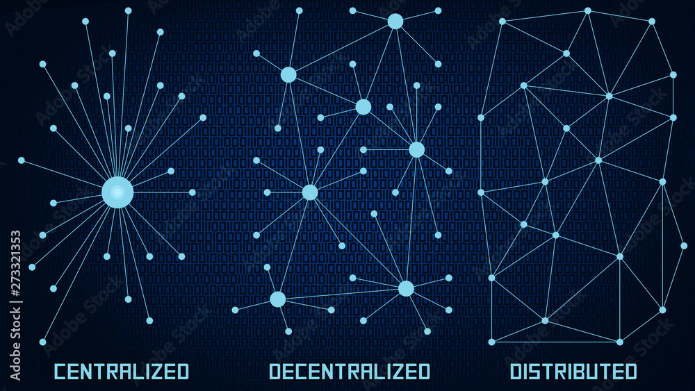 Stock-Illustration „In Blockchain industry Centralized vs. Decentralized vs. Distributed ...