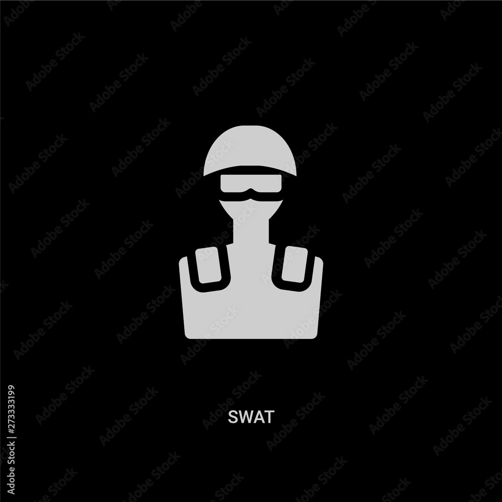 white swat vector icon on black background. modern flat swat from law ...