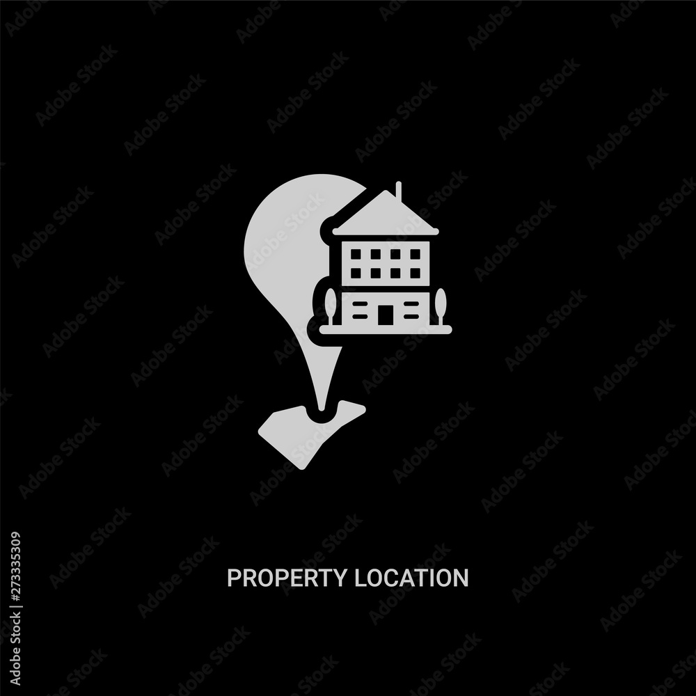 white property location vector icon on black background. modern flat ...