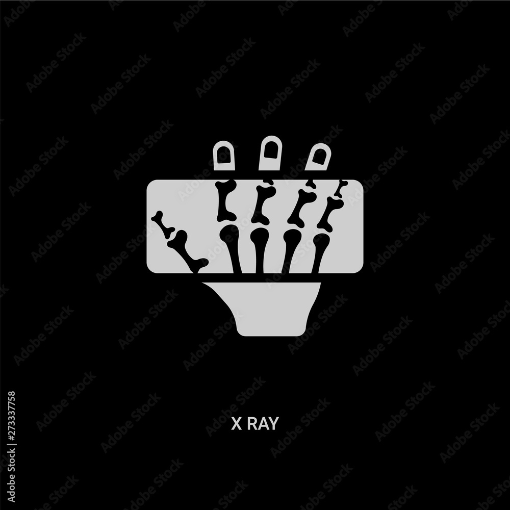 white x ray vector icon on black background. modern flat x ray from ...