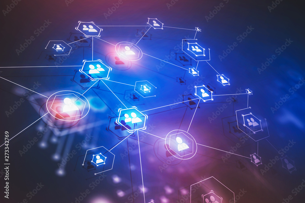 Blue and purple social network interface Stock Photo | Adobe Stock