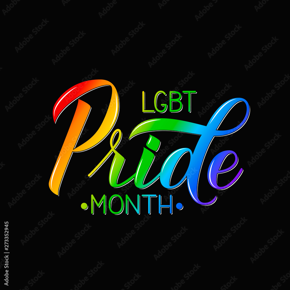 LGBT Pride Month 3d lettering colors of the rainbow on black background ...