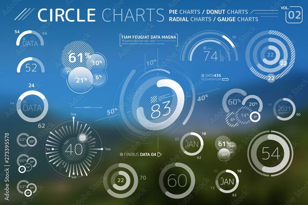 Circle Charts, Pie Charts, Donut Charts and Radial charts Infographic ...