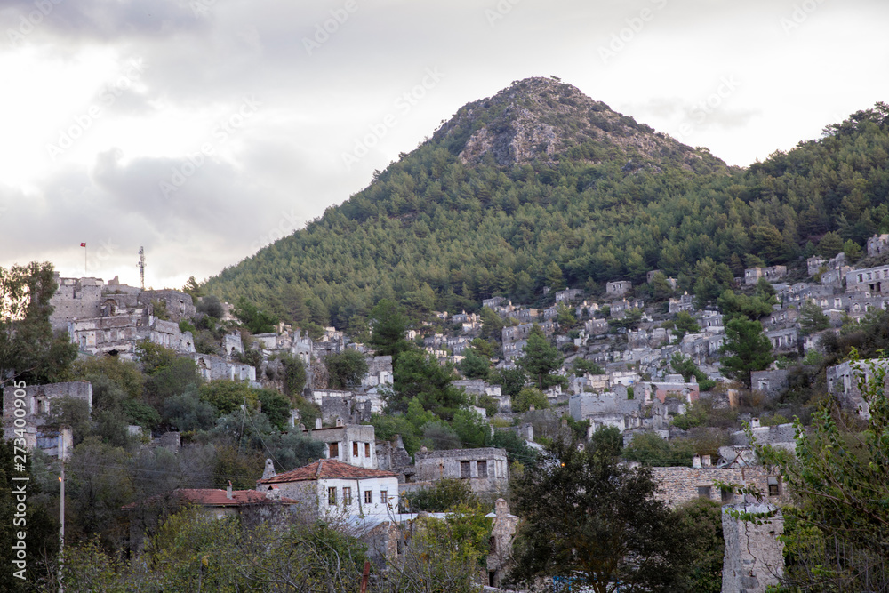 Historical Lycian village of Kayakoy, Fethiye, Mugla, Turkey. Ghost ...