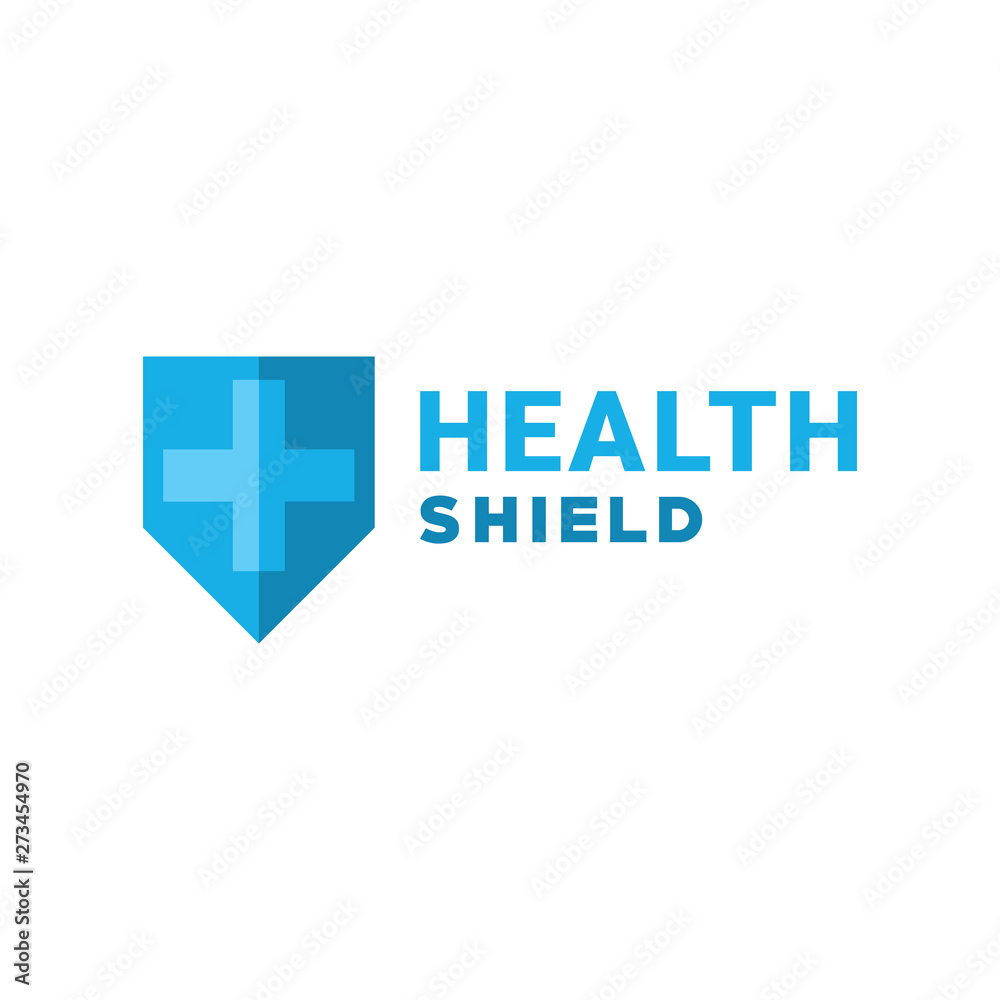 Health Shield Logo Design With Flat Style. Geometric Logotype. Care And ...