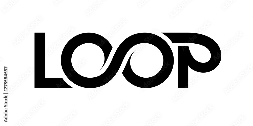 Loop logo. Vector ribbon lettering isolated on white background Stock ...