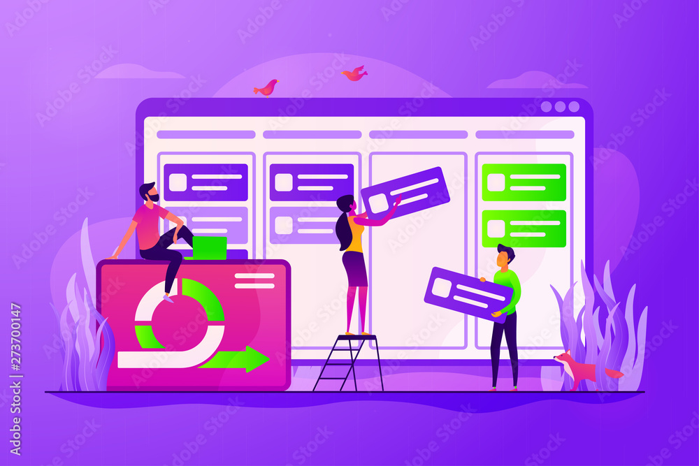 Work schedule organization, time planning and workflow managing. Kanban board, teamwork ...