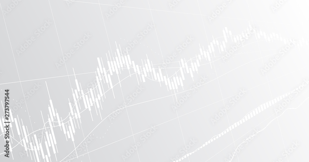 Widescreen Abstract financial chart with uptrend line graph and ...