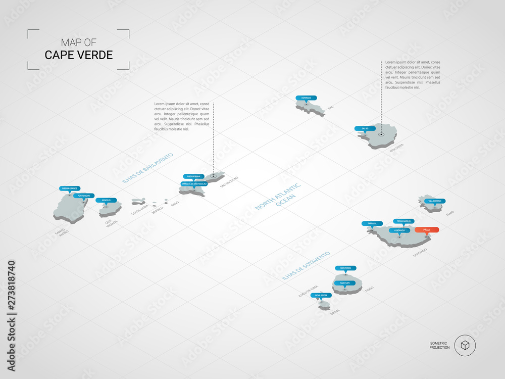 Vector de Stock Isometric 3D Cape Verde map. Stylized vector map ...
