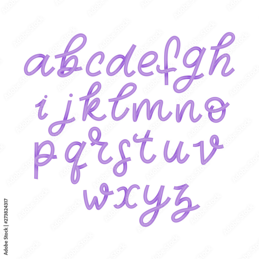 Hand drawn typeface set isolated on white. Brush painted characters ...