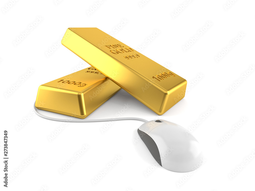 Gold ingots with computer mouse Stock Illustration | Adobe Stock