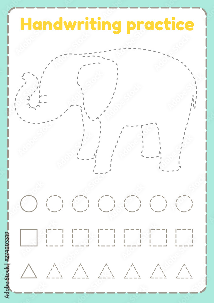 Ilustración de Stock Elephant. Preschool worksheet for practicing fine ...