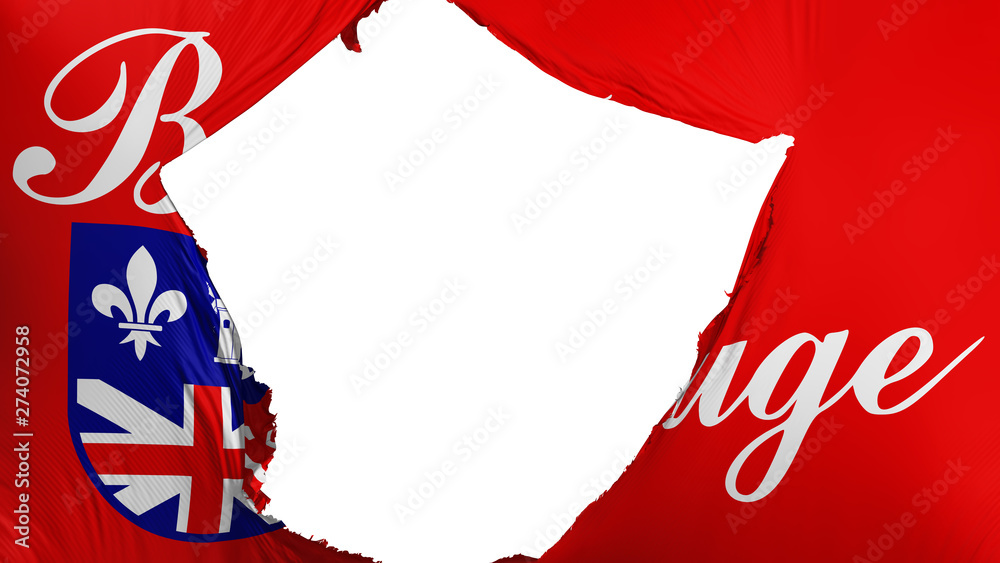 Cracked Baton Rouge city, capital of Louisiana state flag, white ...