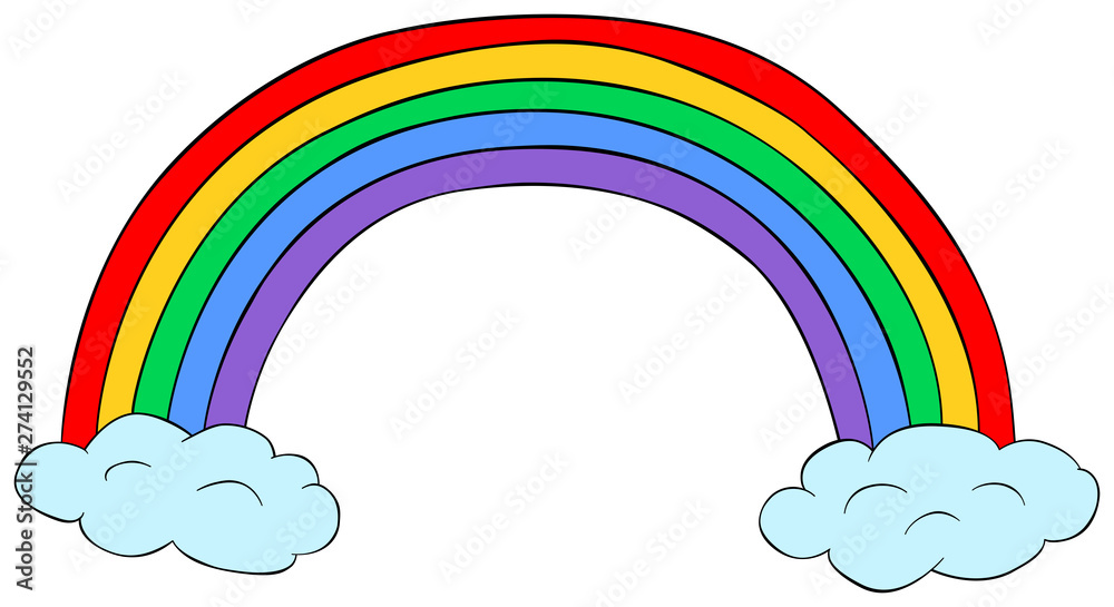 Rainbow with clouds clipart. Vector illustration. Stock Vector | Adobe ...