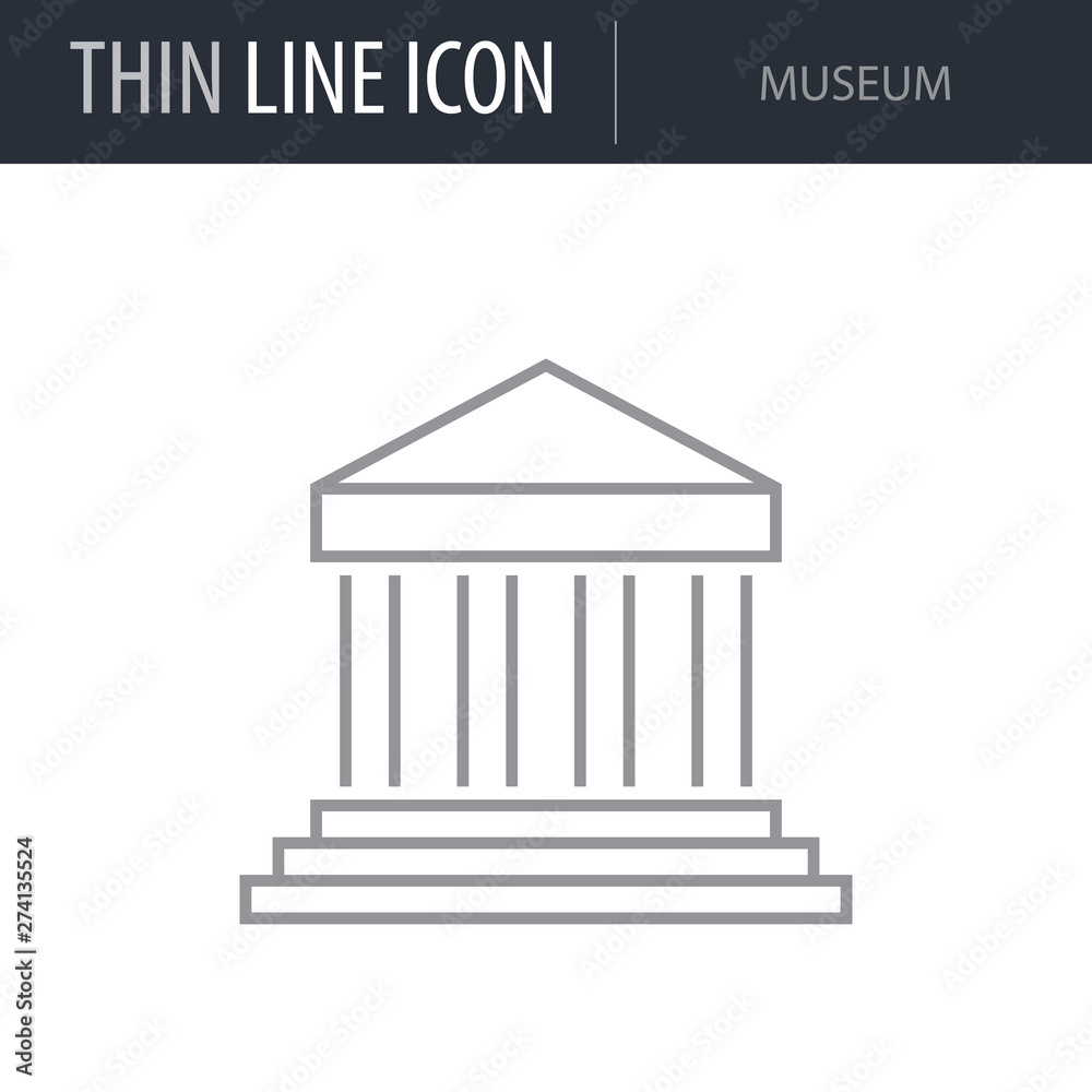 Symbol of Museum. Thin line Icon of Icons Of City Elements. Stroke ...