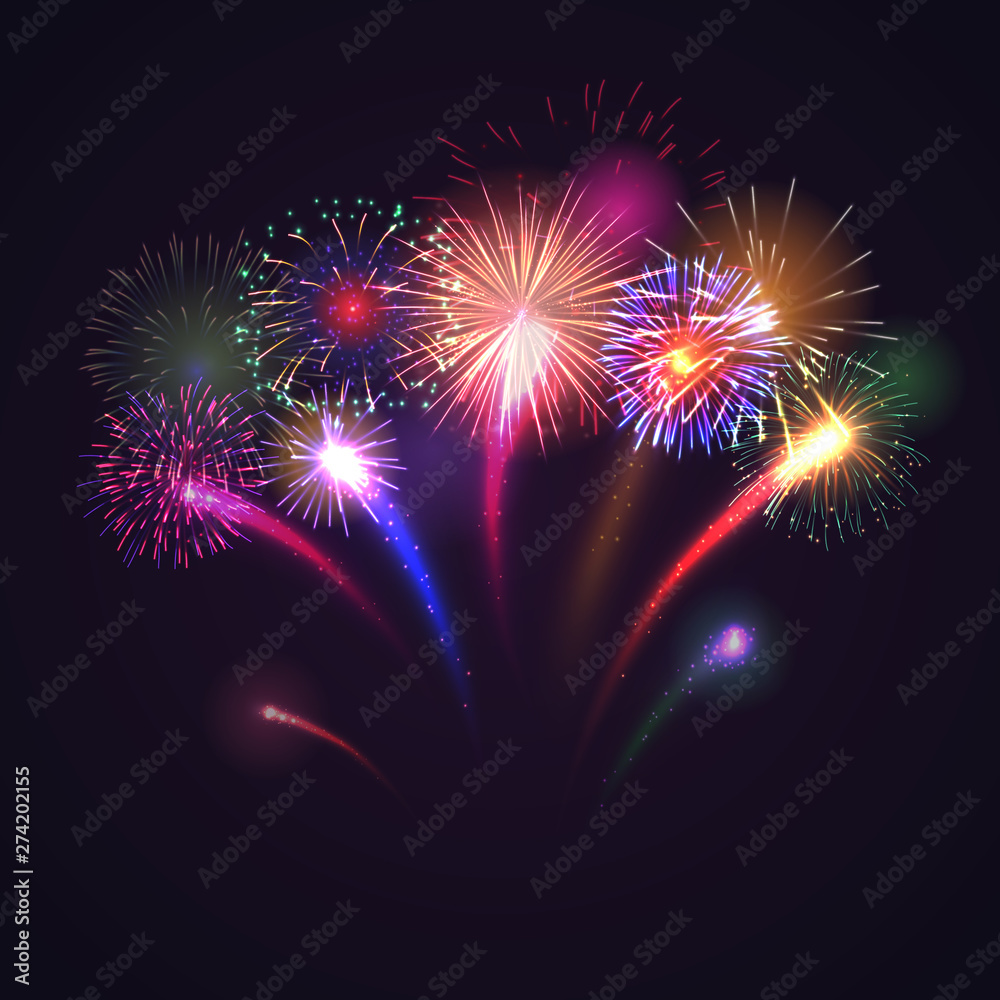 Fireworks festive background with brightly shining sparks. Colorful ...