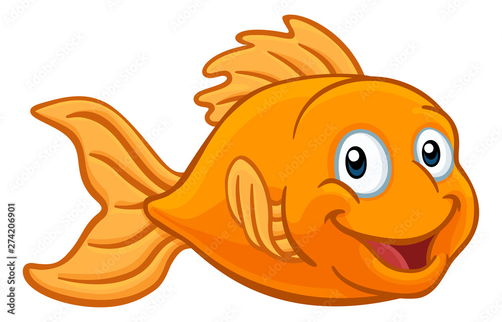 A friendly cartoon goldfish or gold fish character Stock Vector | Adobe ...