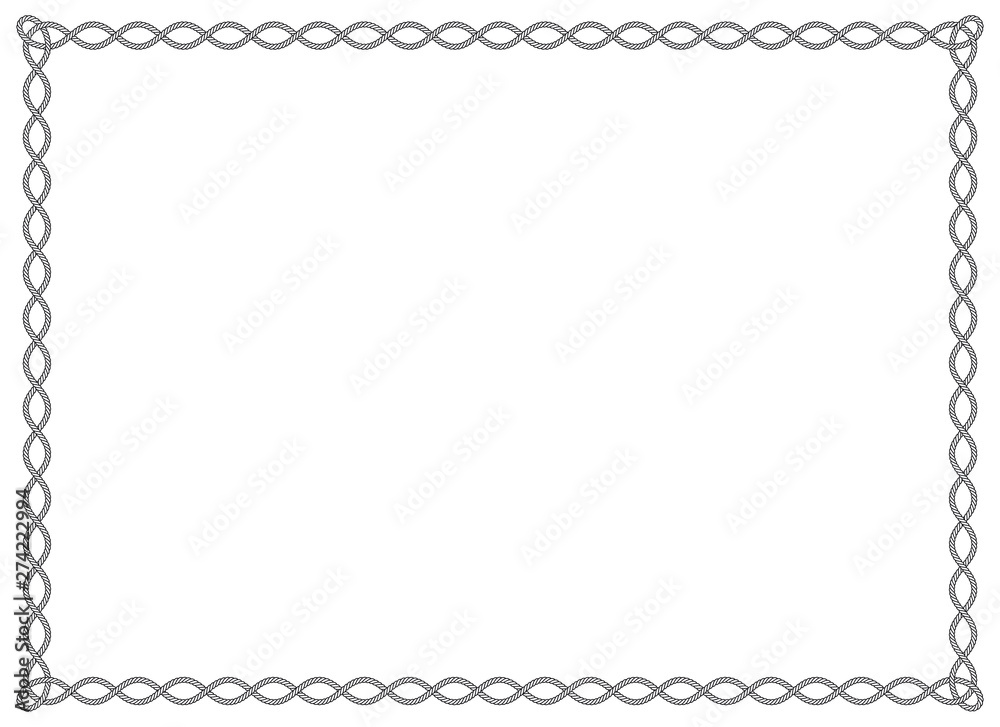 Vector black template rectangle rope frame border line. Isolated on ...