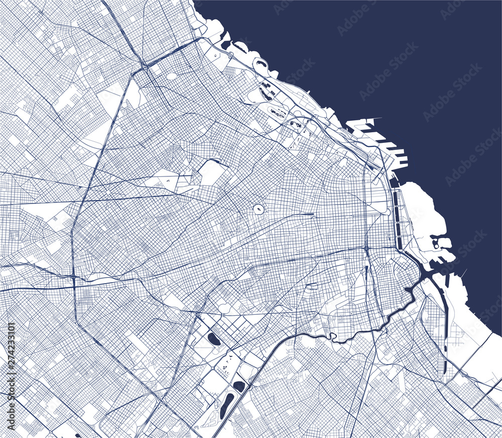 vector map of the city of Autonomous City of Buenos Aires, Argentina ...