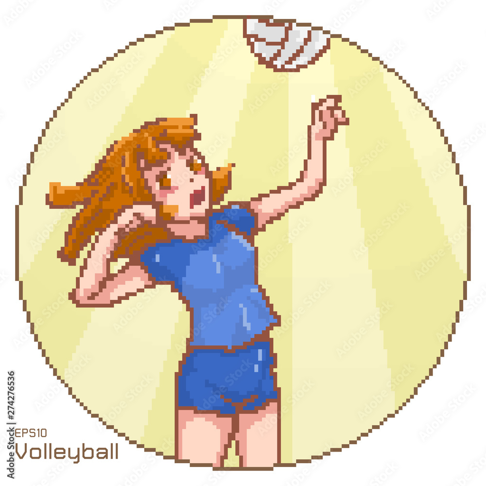 vector pixel art of volleyball player Stock Vector | Adobe Stock