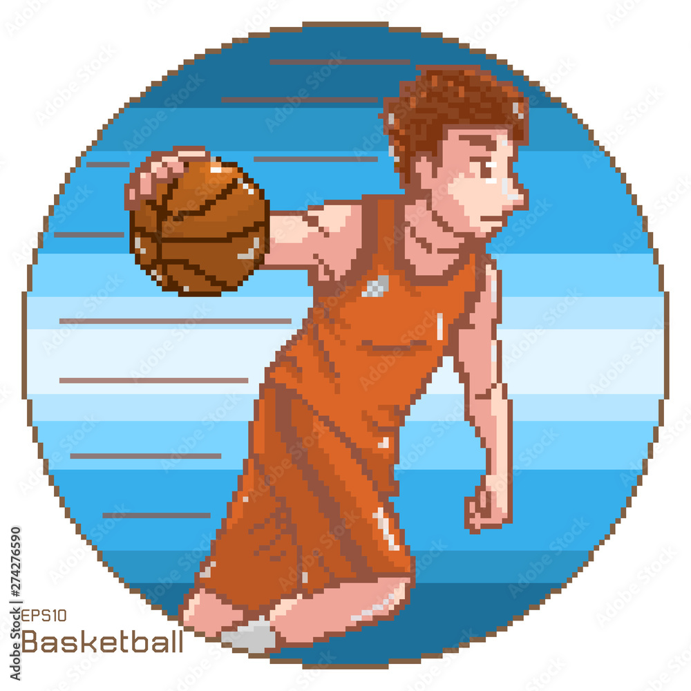 vector pixel art of basketball player Stock Vector | Adobe Stock