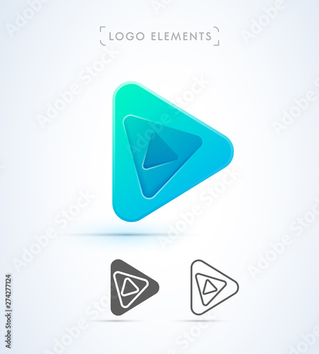 Vector origami paper play button logo design icon. App, material design ...