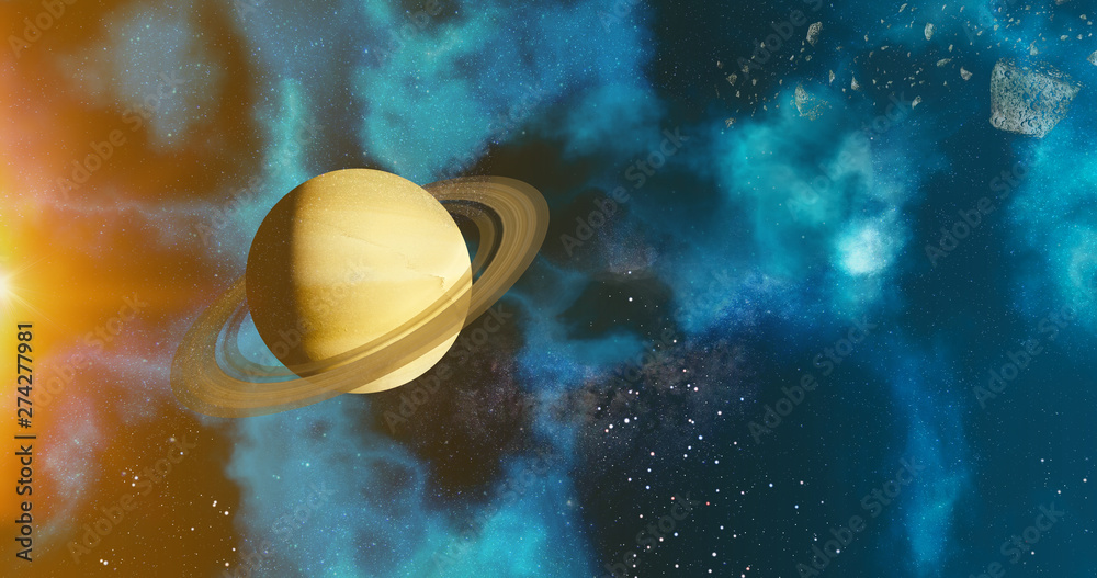 the solar system saturn planet concept over galactic background saturn ...