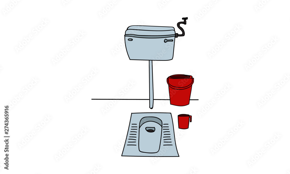 Indian Style Ground Squat Toilet Vector Sketch Illustration Stock ...