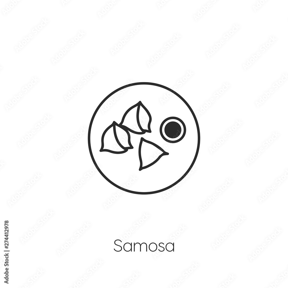 Samosa icon. Indian food vector symbol. Linear style sign for mobile ...