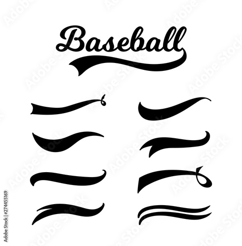 Baseball lettering and typography set with vintage swoosh collection ...