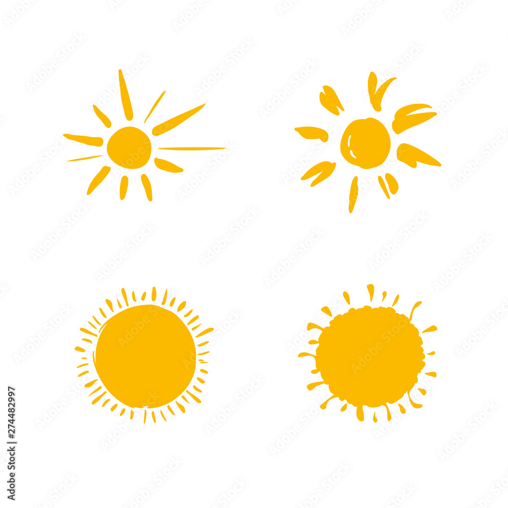 Four painted suns. Vector solar symbols set. Stock Vector | Adobe Stock
