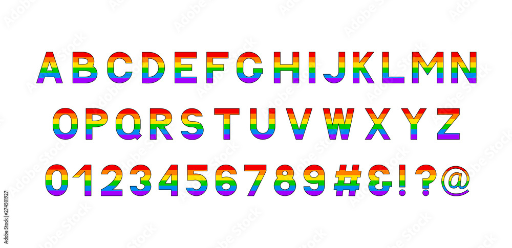 Vektor Rainbow vector alphabet. LGBT community typeface. Gay pride sans ...