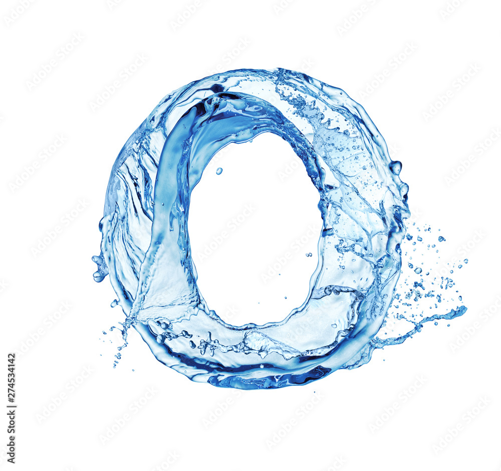 letter O made of water splash isolated on white background Stock ...