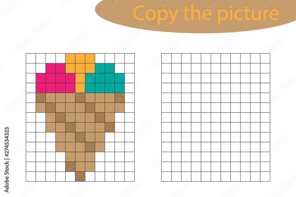Copy the picture, pixel art, ice cream cartoon, drawing skills training ...