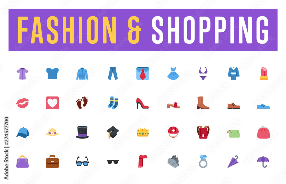 All fashion, clothes, shopping collection vector illustration flat ...